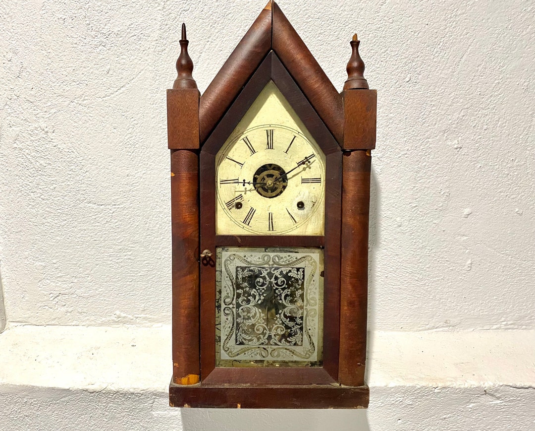 Gothic Steeple Clock by Brewster & Ingrahams of Connecticut 8 Day ...