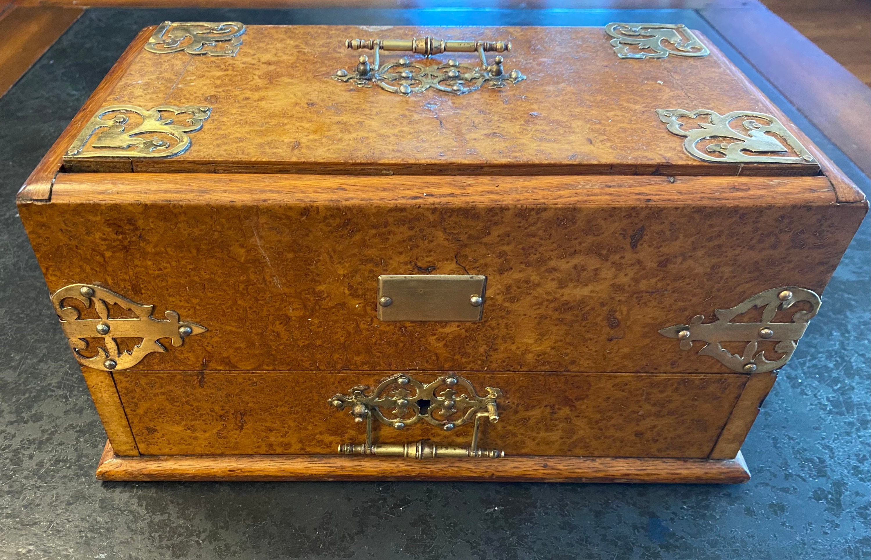 Antique Cigar Companion Box, Smokers Compendium, Brass Bound in ...