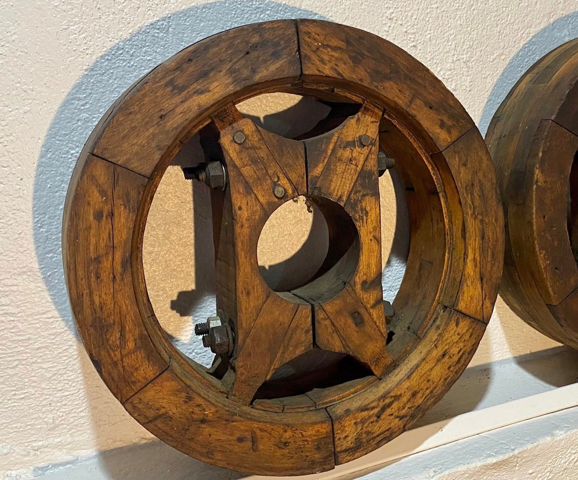 Antique Wood Pulley From Old Machine Steampunk Architectural Salvage ...