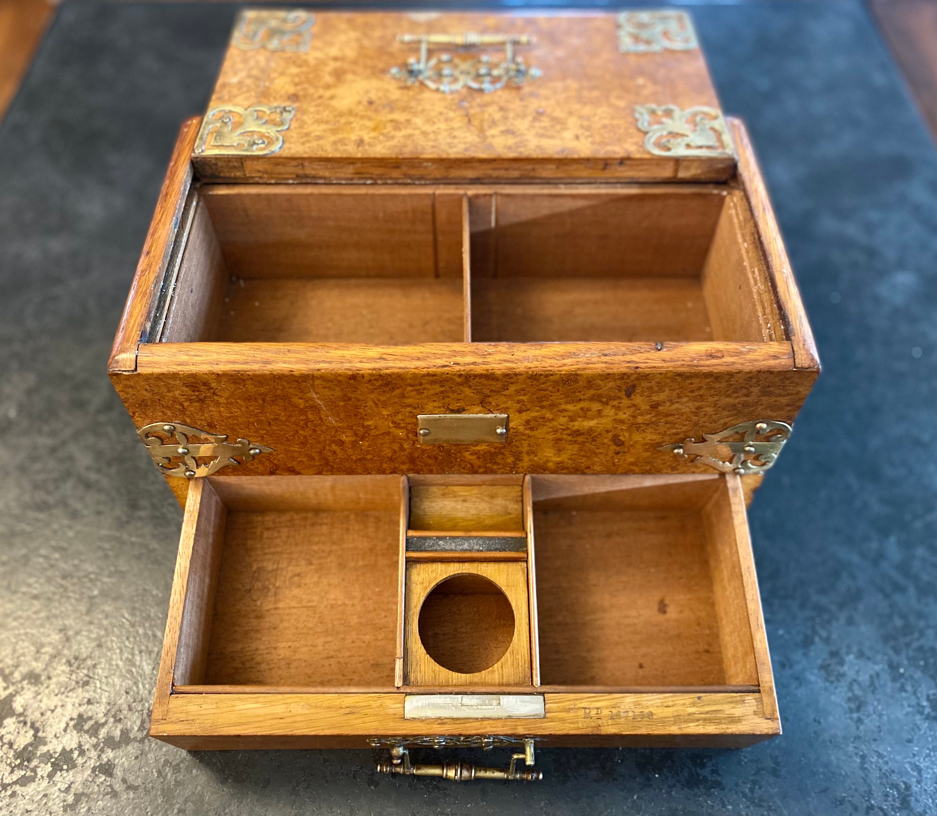 Antique Cigar Companion Box, Smokers Compendium, Brass Bound in ...