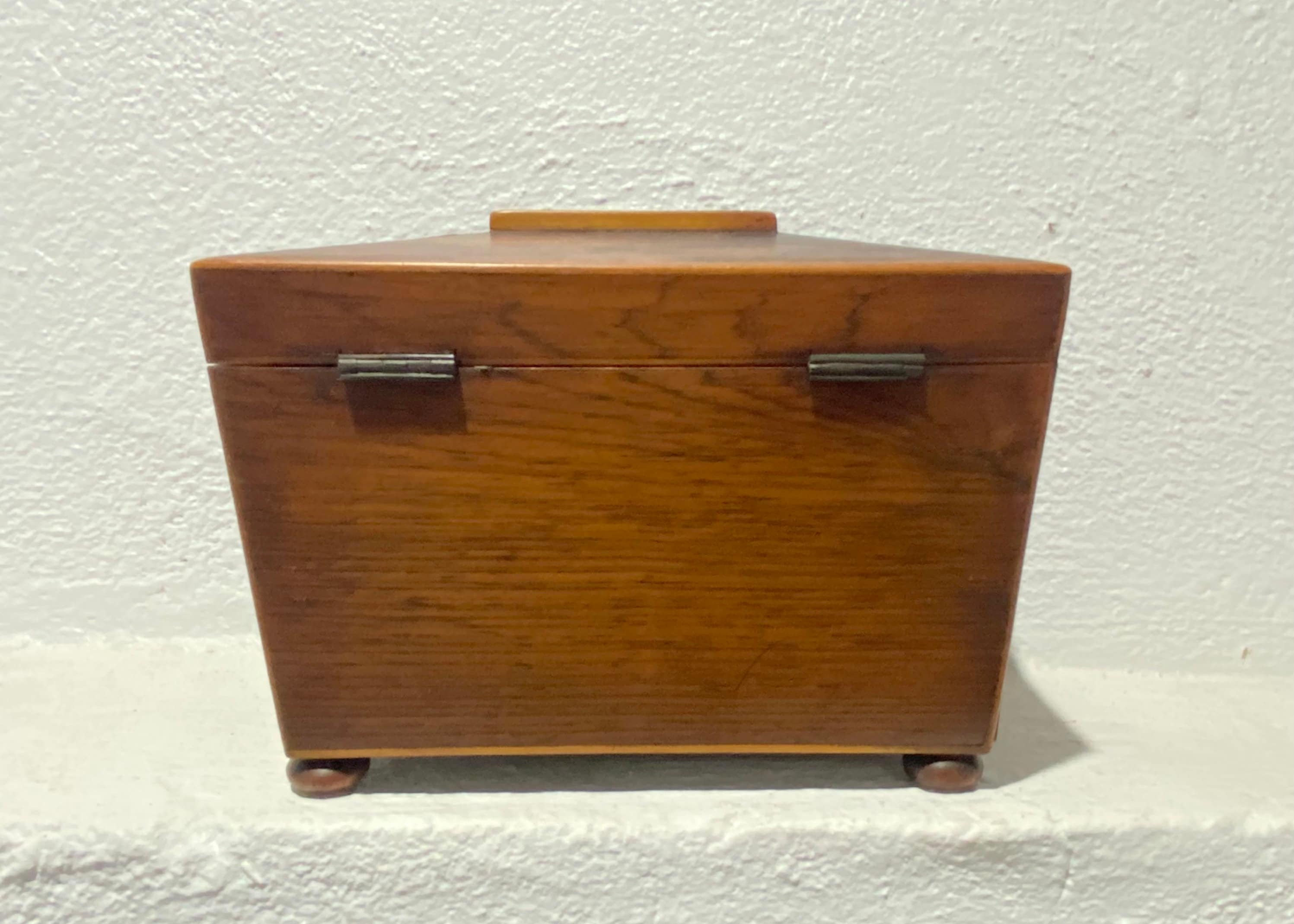 Antique Rosewood Tea Caddy Box, 19th C. Sarcophagus Shaped With Bun ...