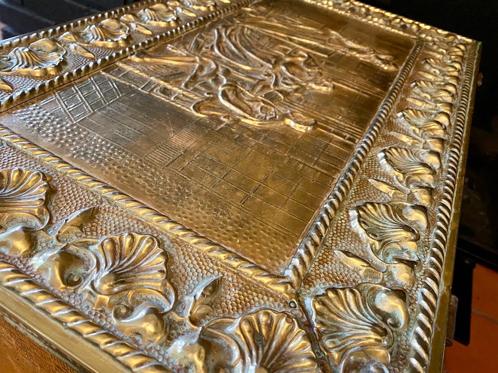 Dutch Brass and Copper Repoussé Storage Box Antique Fireside Log Box - Etsy