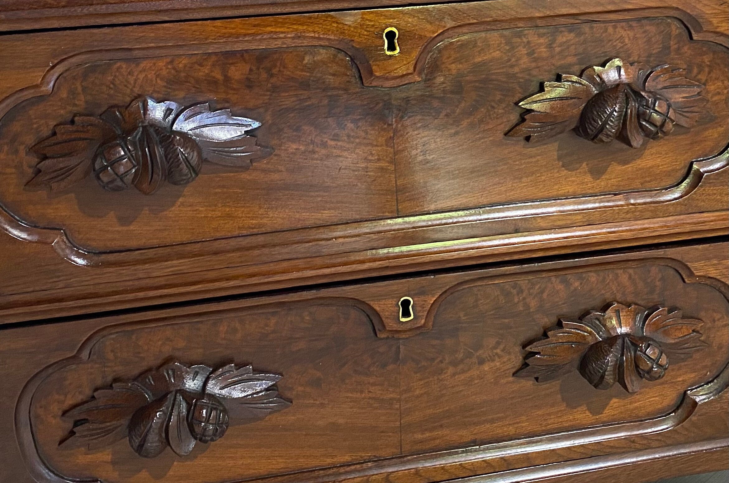 Walnut Slant Front Writing Desk W Acorn & Leaf Pulls / Antique - Etsy