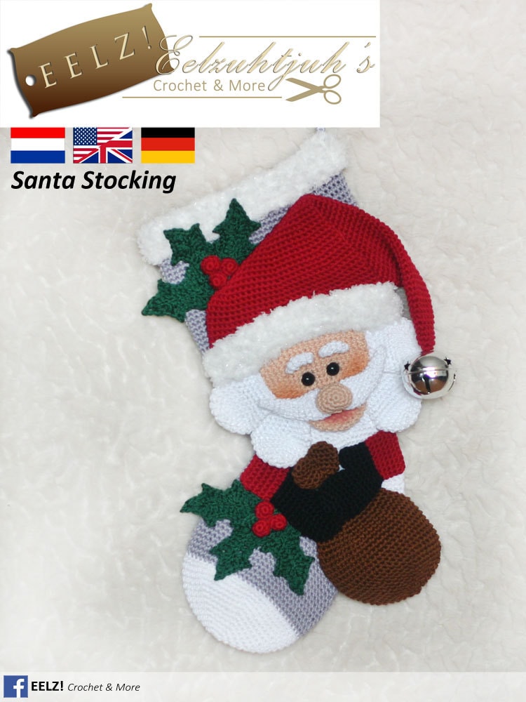 Santa Christmas Stocking - Crochet Pattern - Etsy UK
