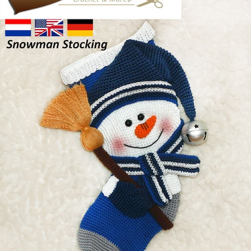 Snowman Christmas Stocking Crochet Pattern | Etsy