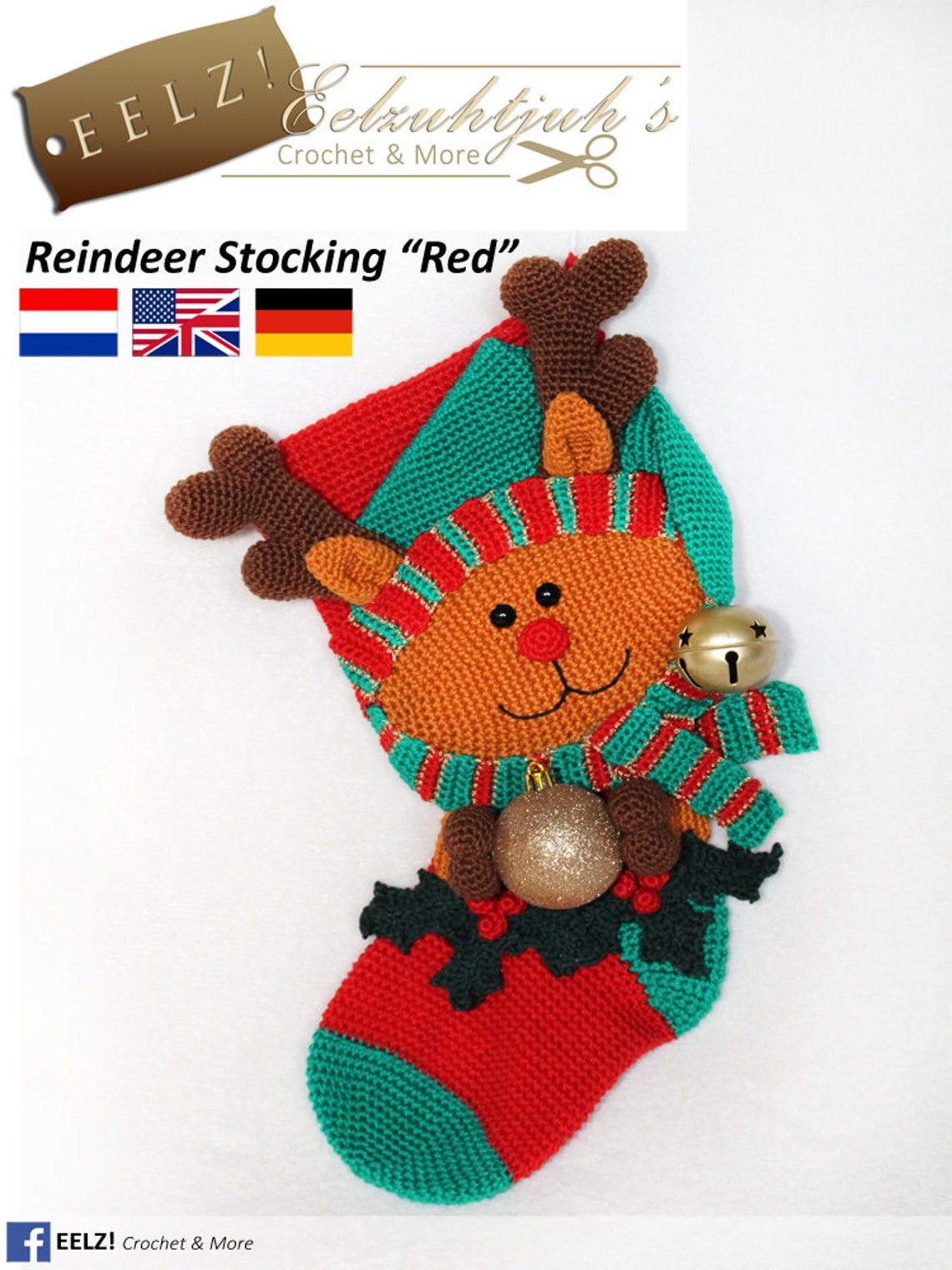 Reindeer Christmas Stocking - Crochet Pattern - Etsy