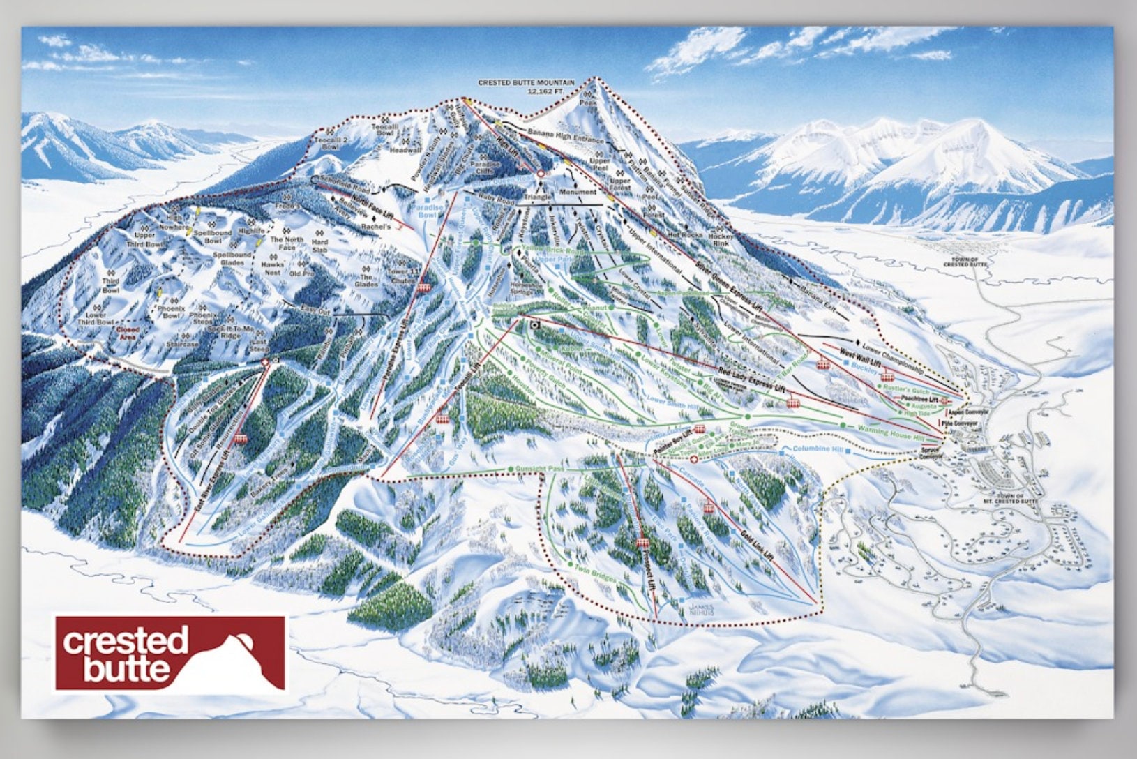 Crested Butte Resort Licensed Trail Map Medium Canvas | Etsy