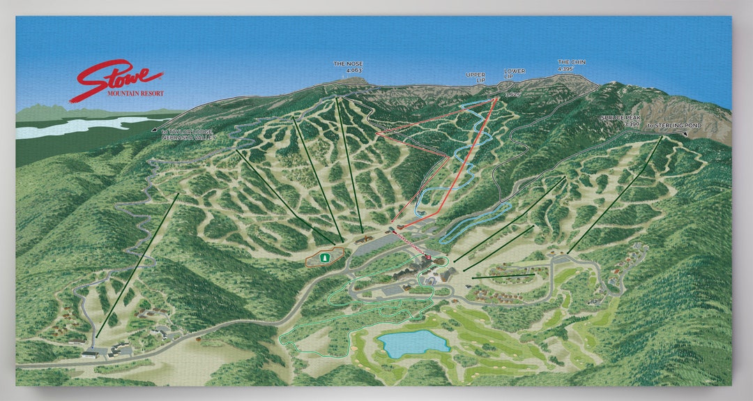 Stowe Summer Resort Licensed Trail Map - Medium Canvas 22" X 40" - Etsy