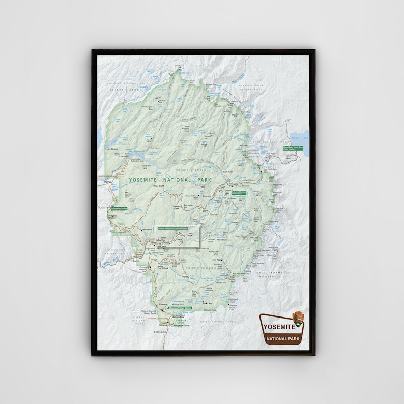 Yosemite National Park Map - Etsy