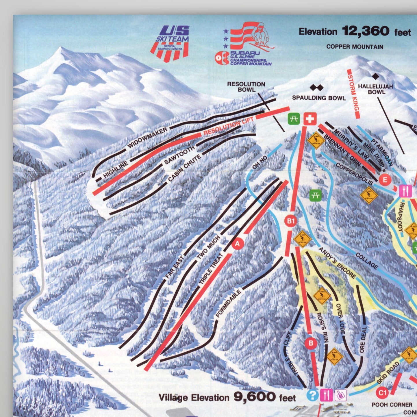 Copper Mountain Resort Licensed Trail Map - Large Canvas 32" X 44 ...