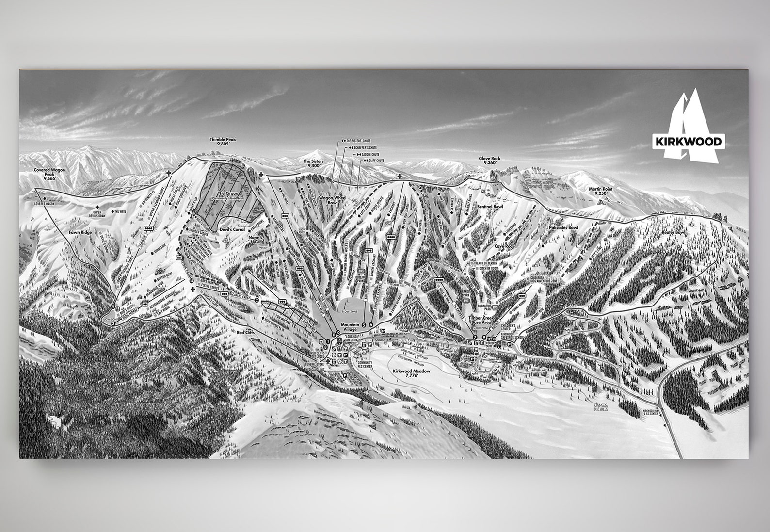 Kirkwood Resort Licensed Trail Map Large Canvas Print - Etsy