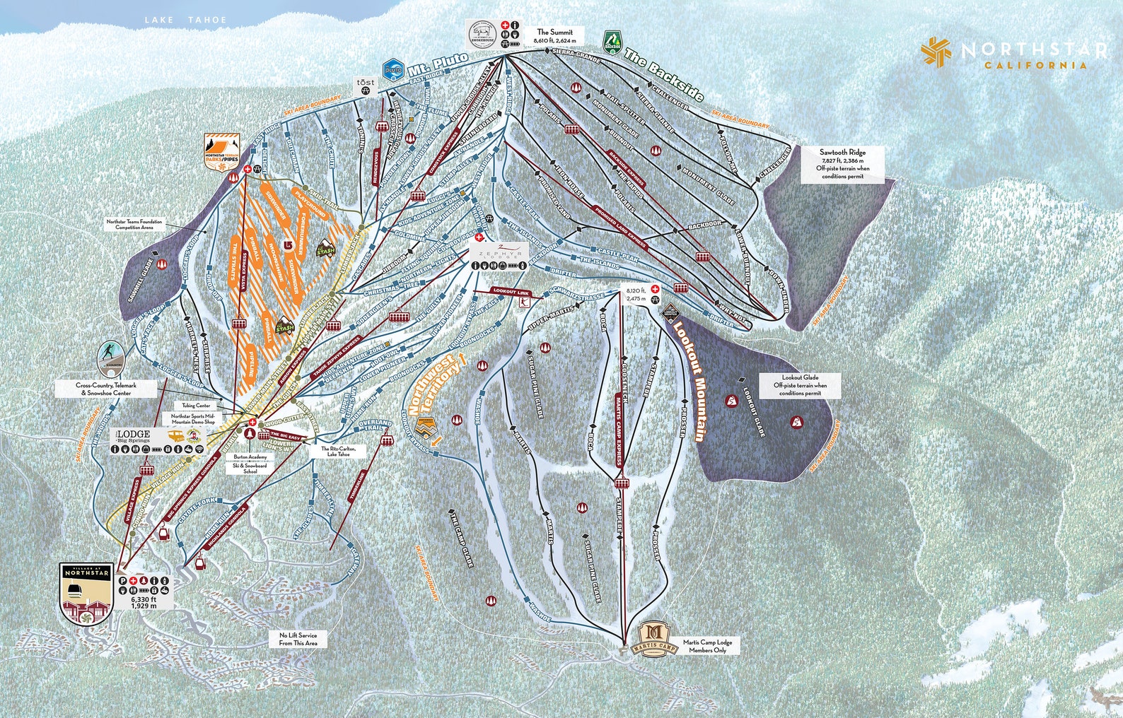 Northstar California Resort Licensed Trail Map - Medium Canvas 22" X 35 ...