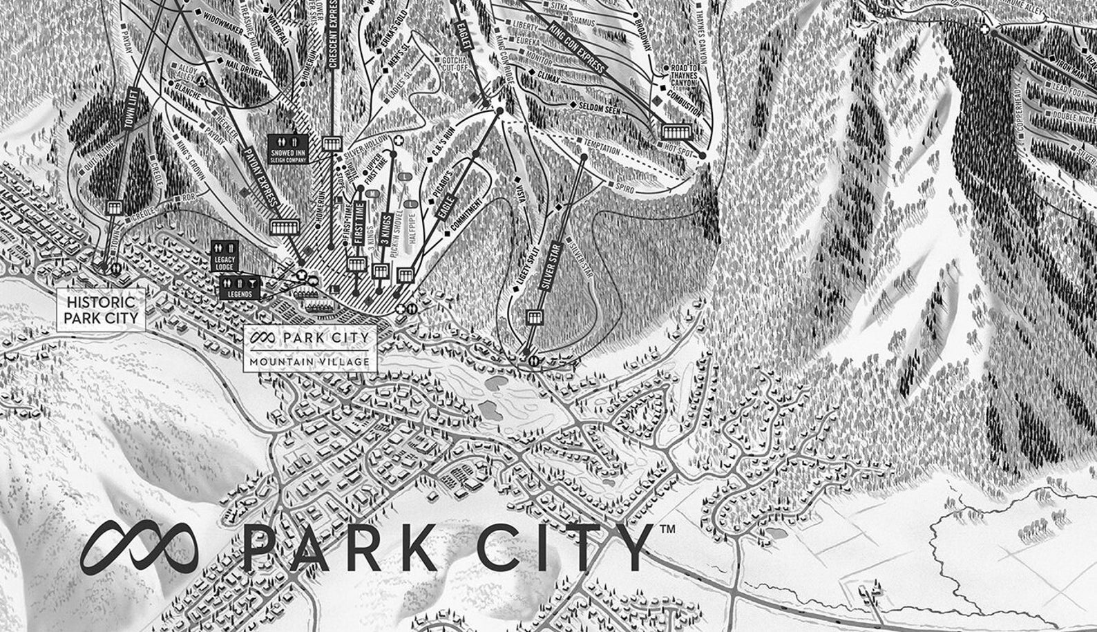 Park City Resort Licensed Trail Map Large Maple Wood Print | Etsy