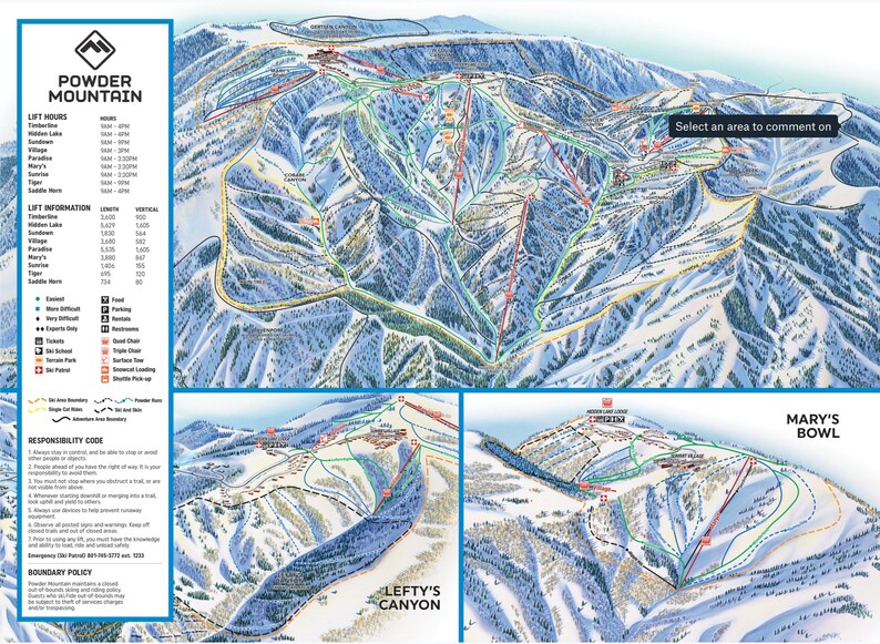 Powder Mountain Ski Map Gallery Wrapped Canvas Trail Map | Etsy