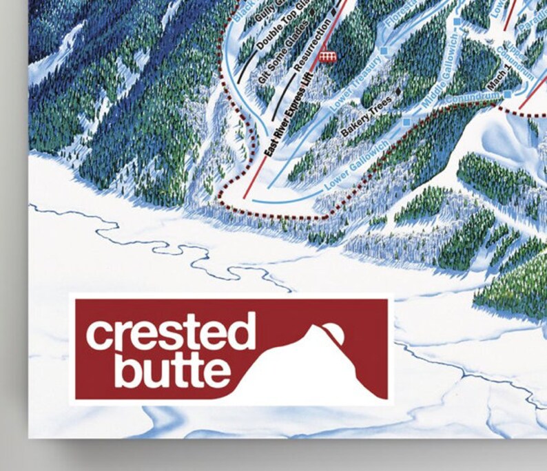 Crested Butte Resort Licensed Trail Map Large Canvas | Etsy
