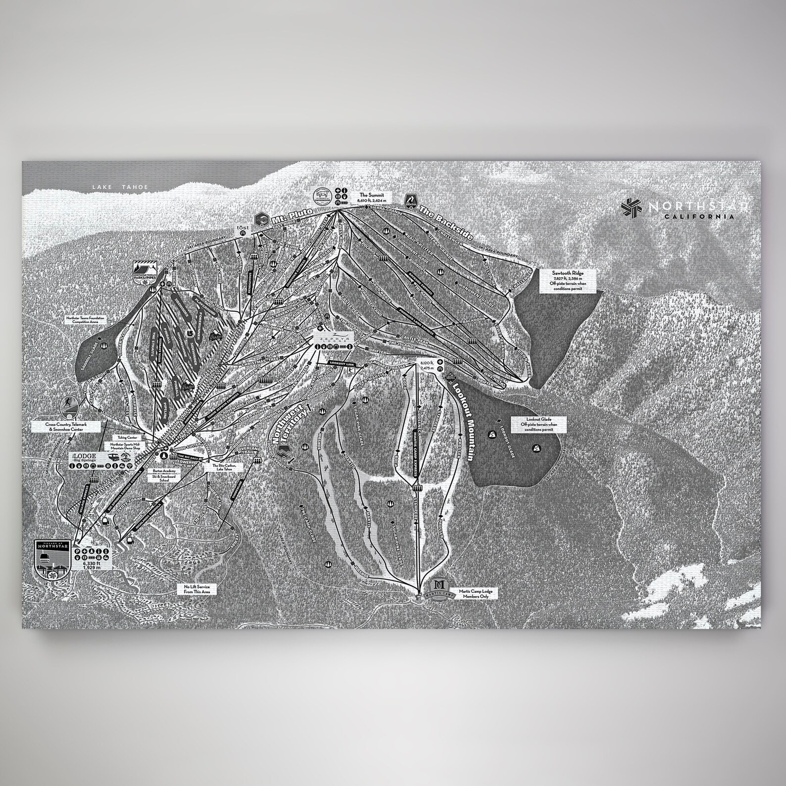 Northstar California Resort Licensed Trail Map Medium Canvas | Etsy