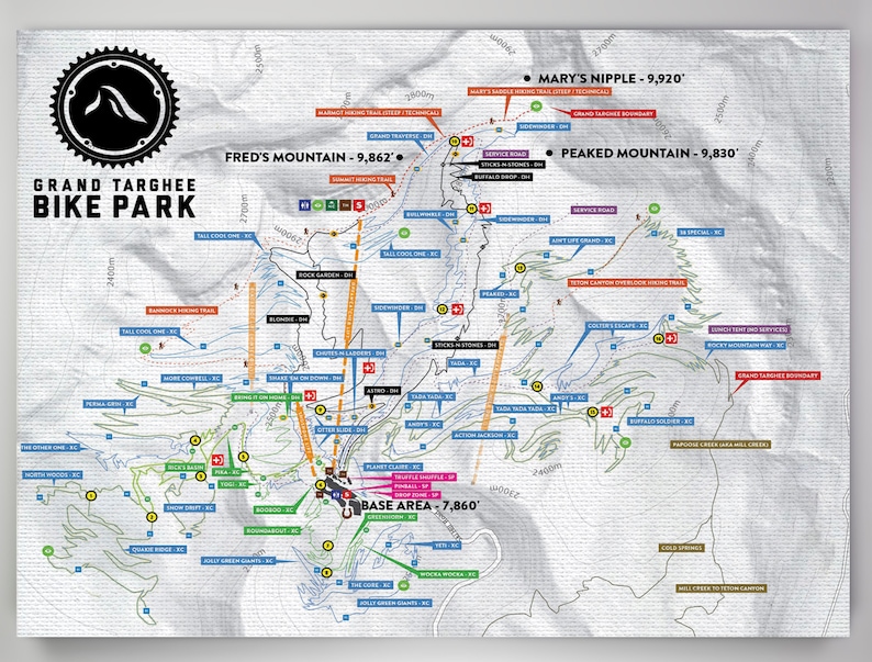 Grand Targhee Summer Resort Licensed Trail Map - Medium Canvas 22" X 30 ...