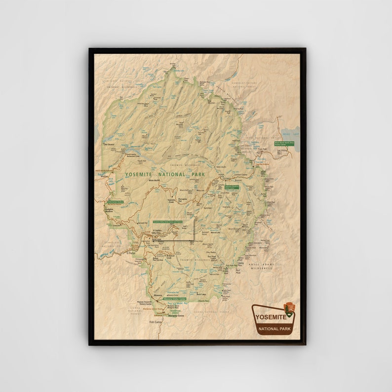Yosemite National Park Map - Etsy