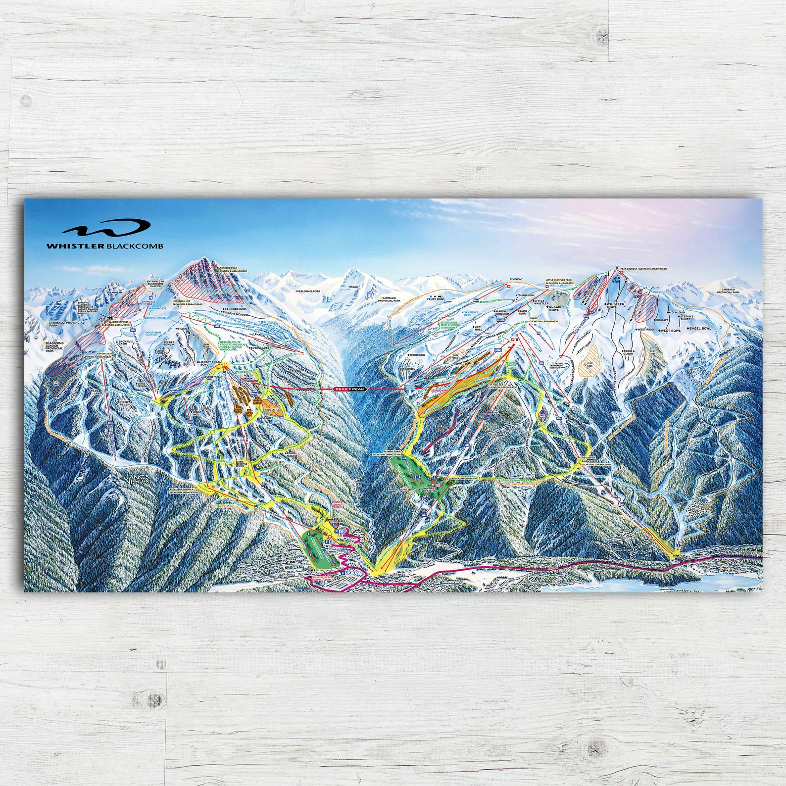 Whistler Resort Licensed Trail Map - Large Canvas 30" X 58" - Etsy