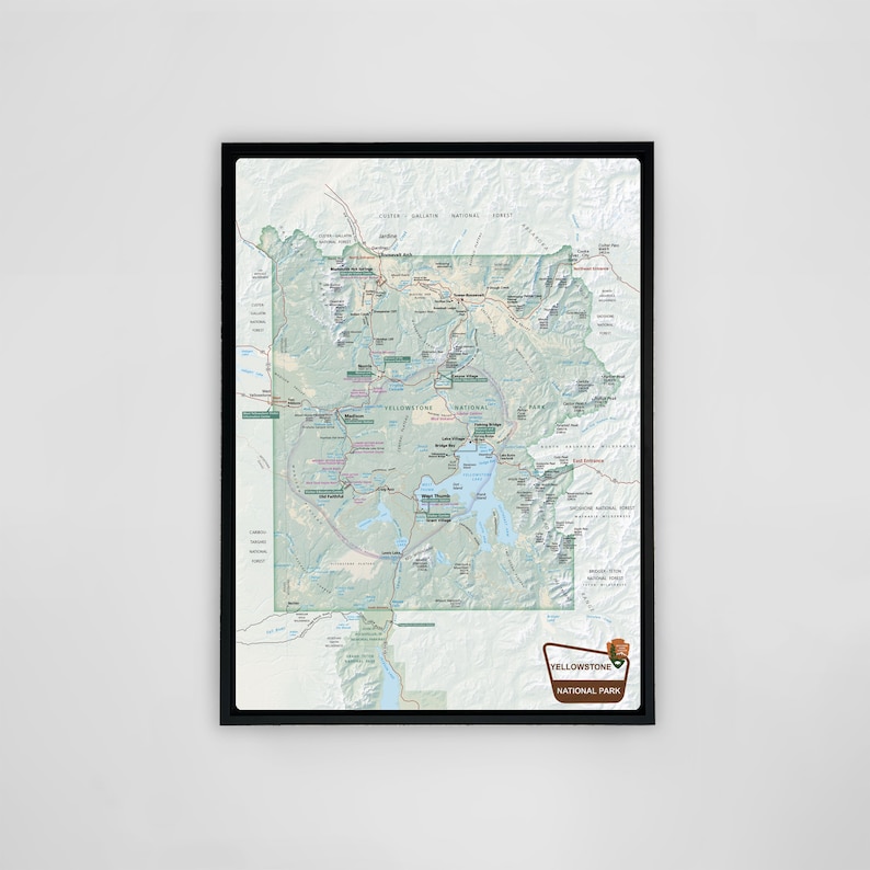 Yellowstone National Park Map - Etsy