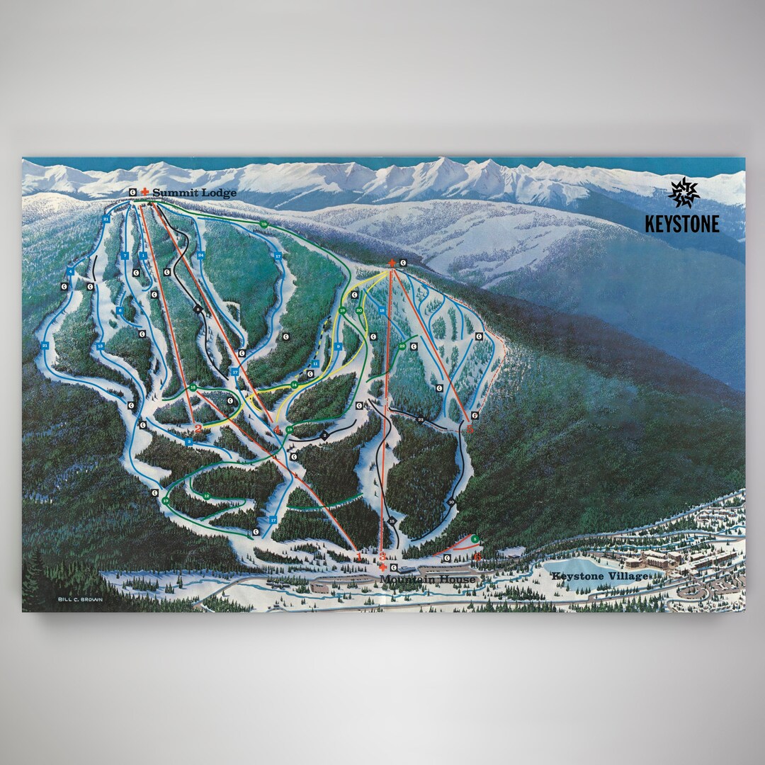 Keystone Resort Licensed Trail Map - Medium Canvas 22" X 30" - Vintage ...