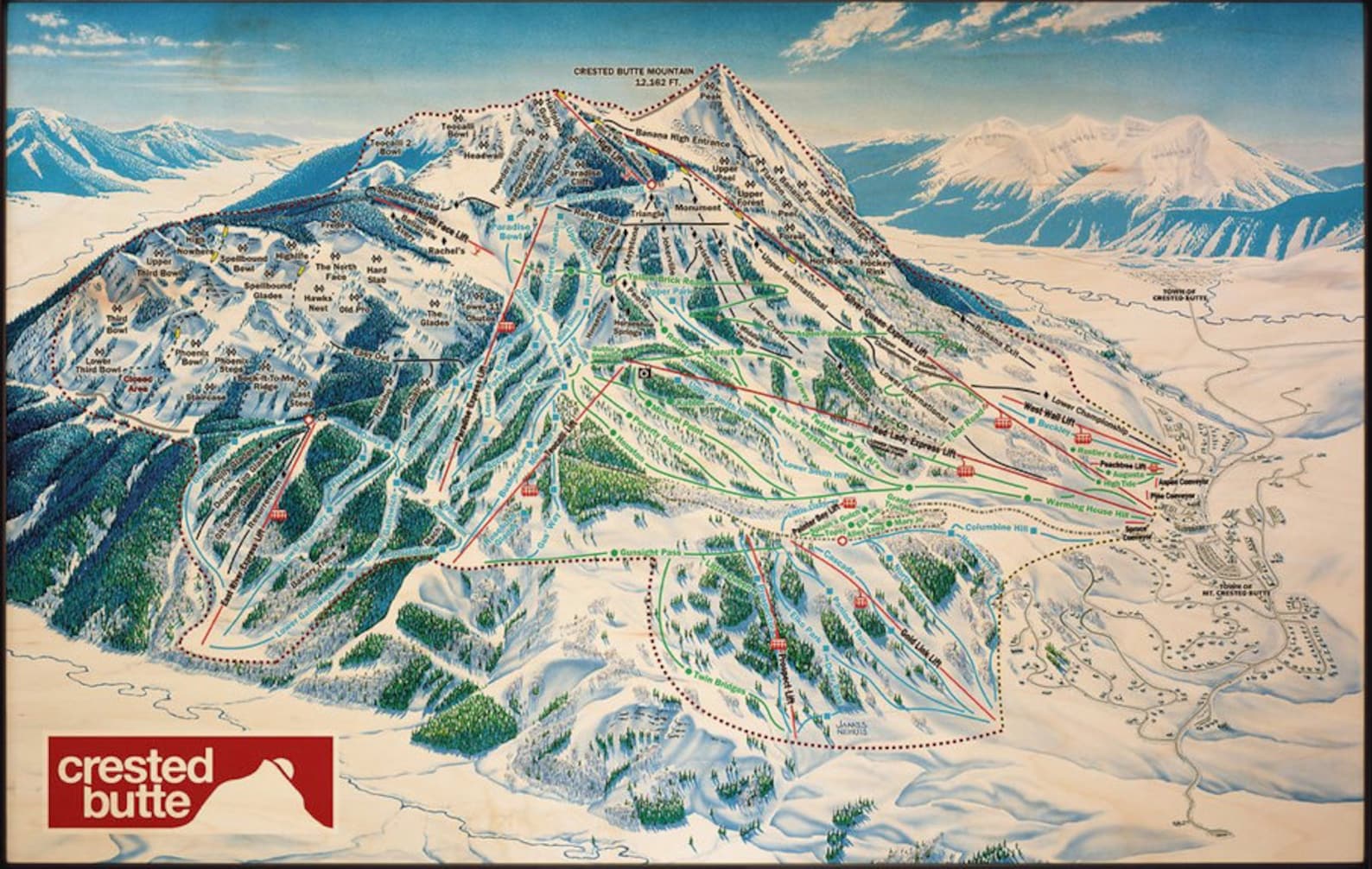 Crested Butte Resort Licensed Trail Map Medium Wood Print | Etsy