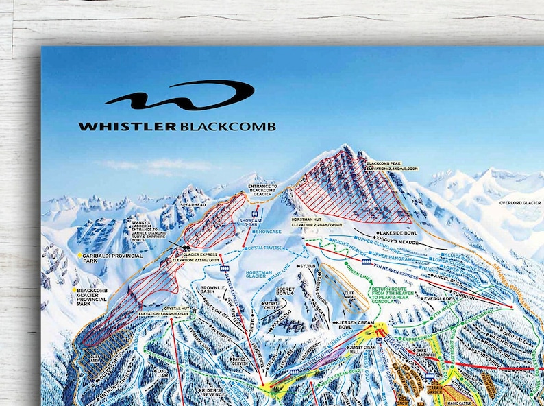 Whistler Resort Licensed Trail Map - Large Canvas 30" X 58" - Etsy
