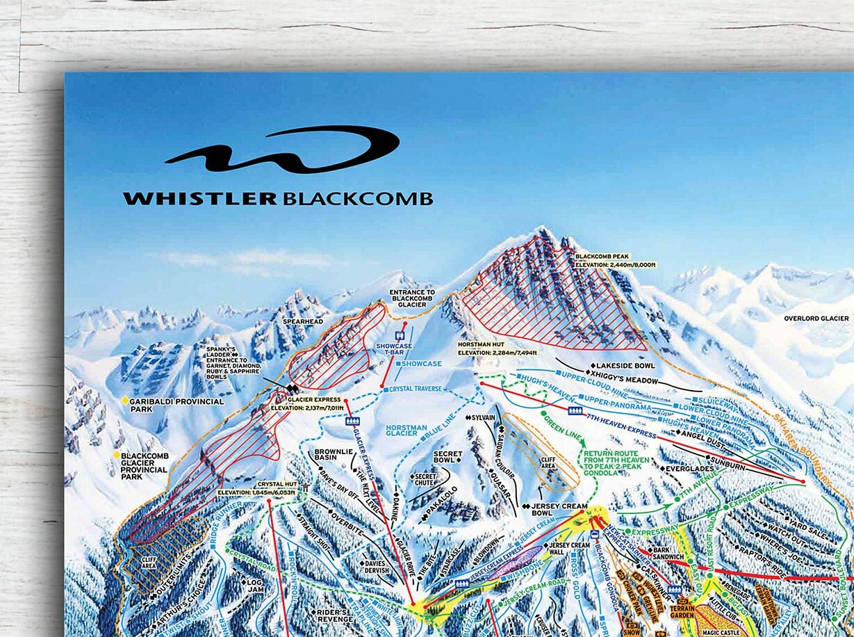 Whistler Resort Licensed Trail Map - Large Canvas 30" X 58" - Etsy