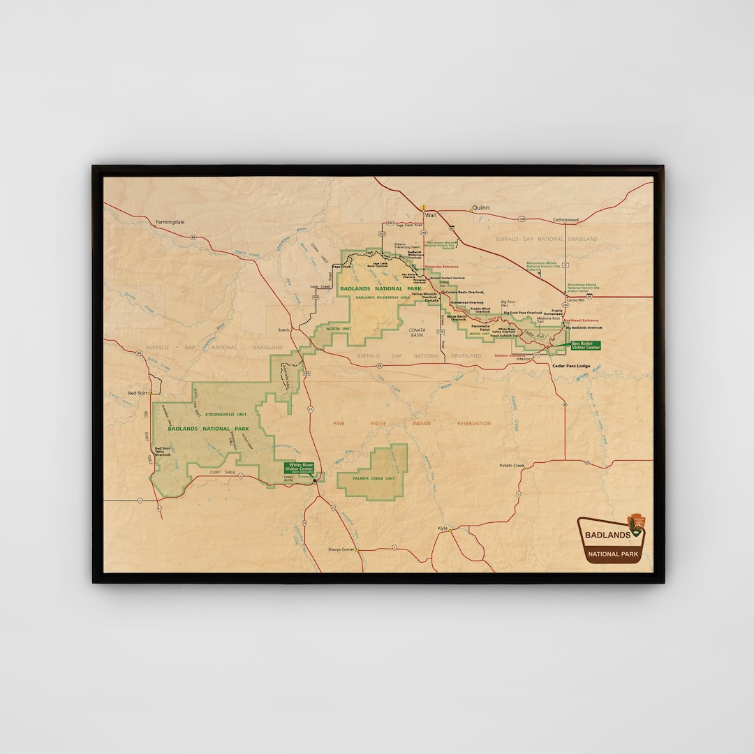 Badlands National Park Map - Etsy
