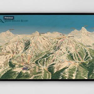 Grand Targhee Resort Licensed Trail Map - Small Maple Wood Print 16" X ...