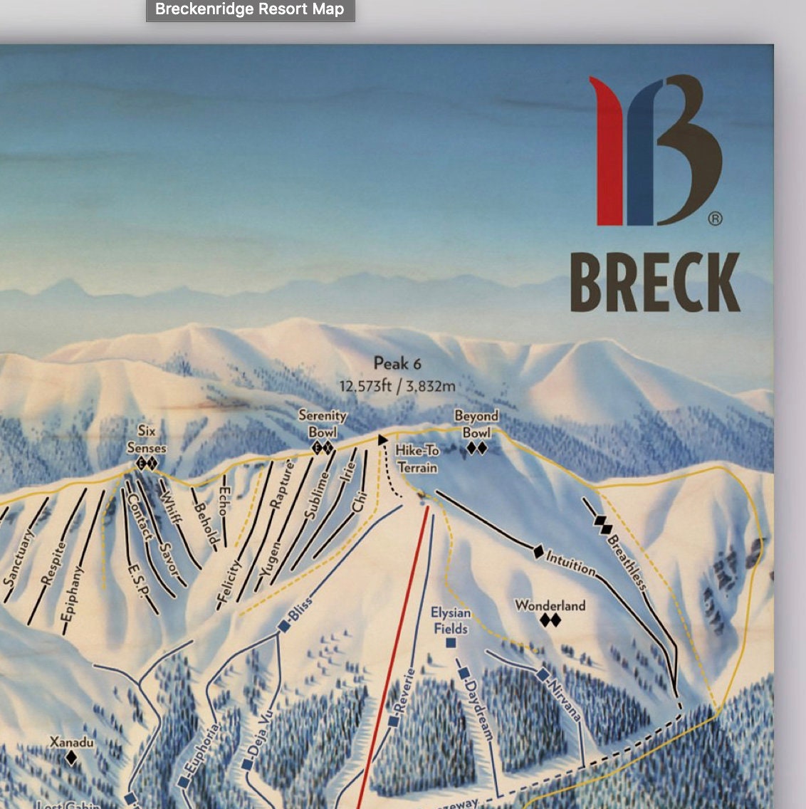 Breckenridge Resort Licensed Trail Map Small Maple Wood | Etsy