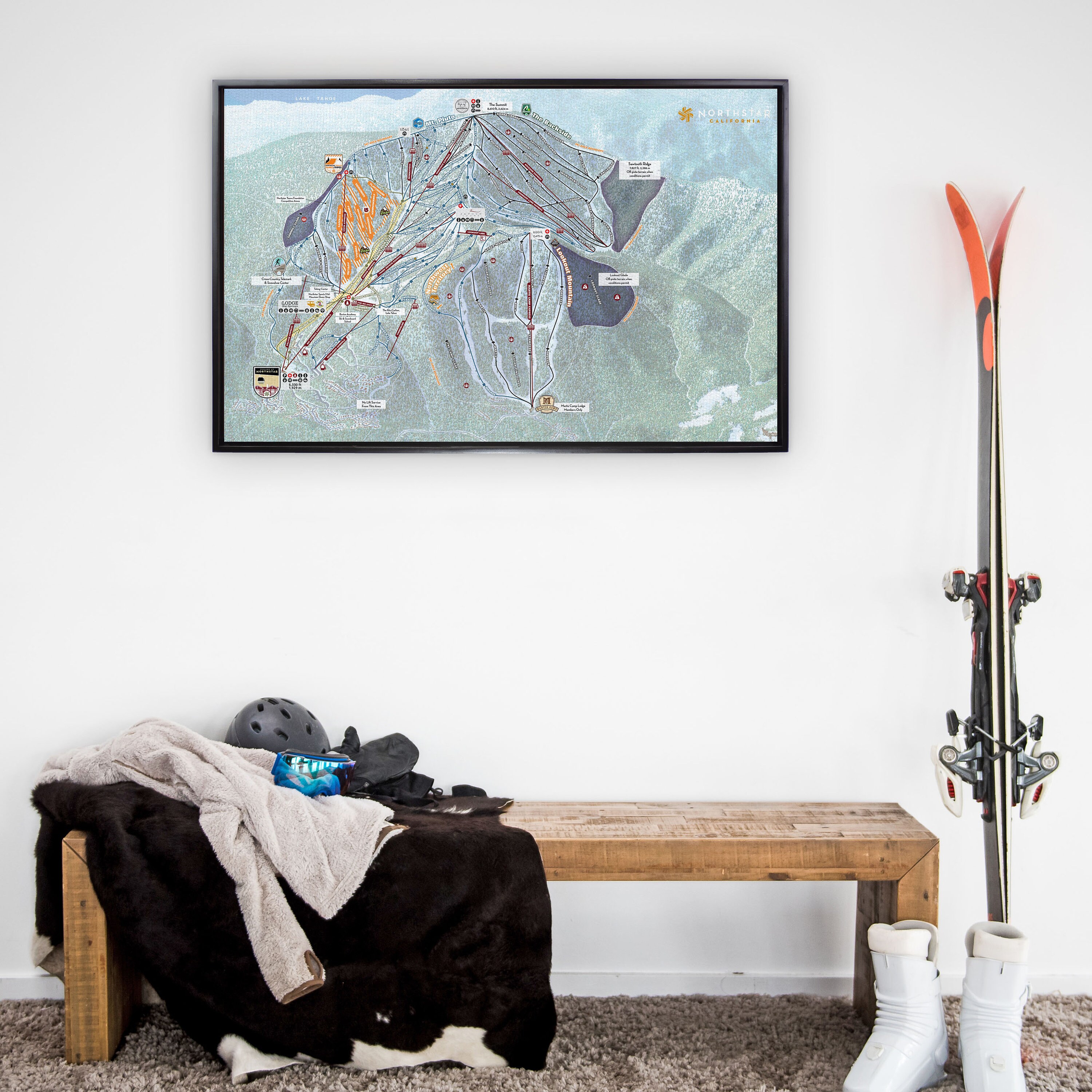 Northstar California Resort Licensed Trail Map - Medium Canvas 22" X 35 ...