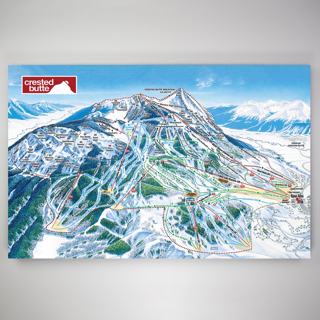 Crested Butte Resort Licensed Trail Map - Medium Small 16" X 25" - Etsy