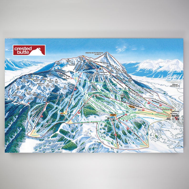 Crested Butte Resort Licensed Trail Map - Medium Canvas 22" X 35" - Etsy