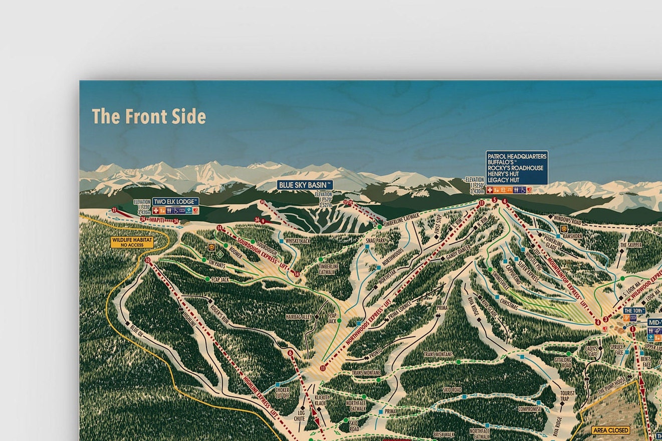 Vail (frontside) Resort Licensed Trail Map - Medium Maple Wood Print 22" X 40" - Etsy