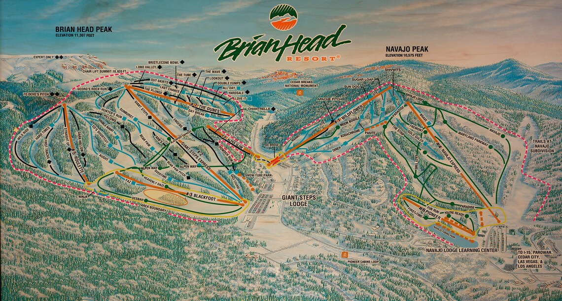 Brianhead Resort Licensed Wood Map Medium 22 X 40 - Etsy