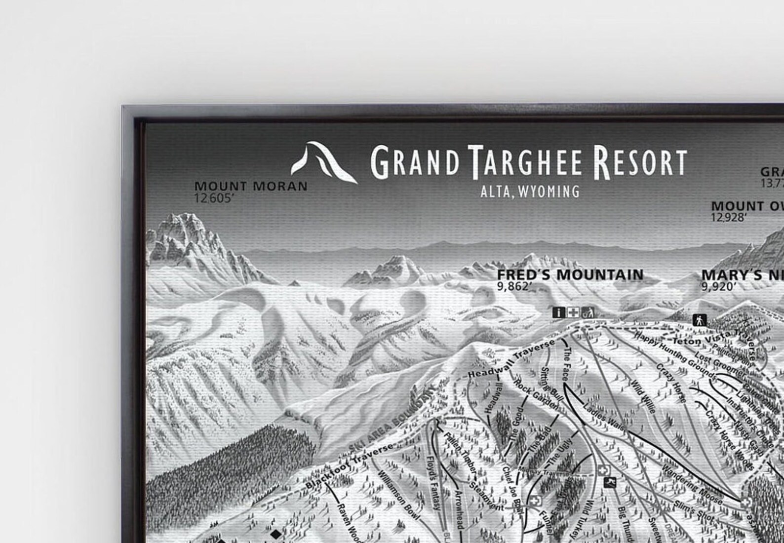 Grand Targhee Resort Licensed Trail Map Large Canvas | Etsy