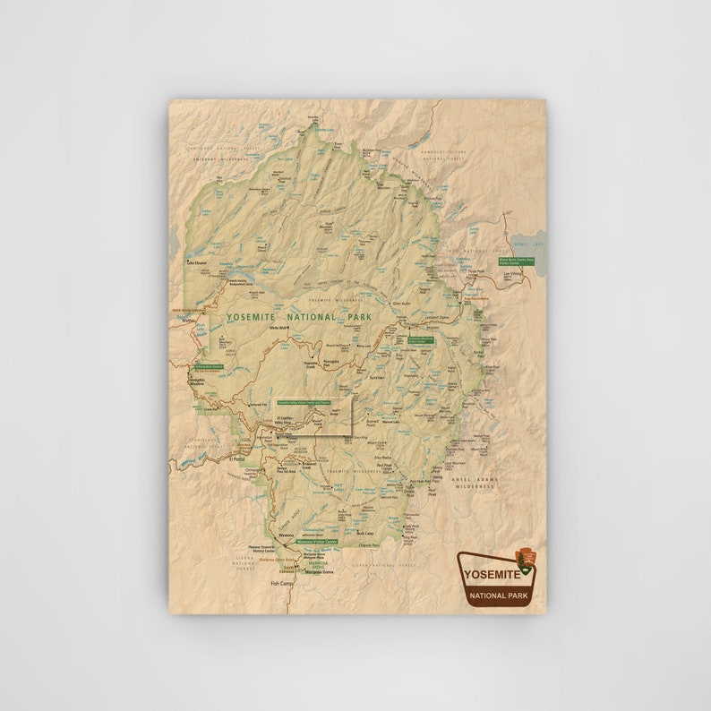 Yosemite National Park Map - Etsy