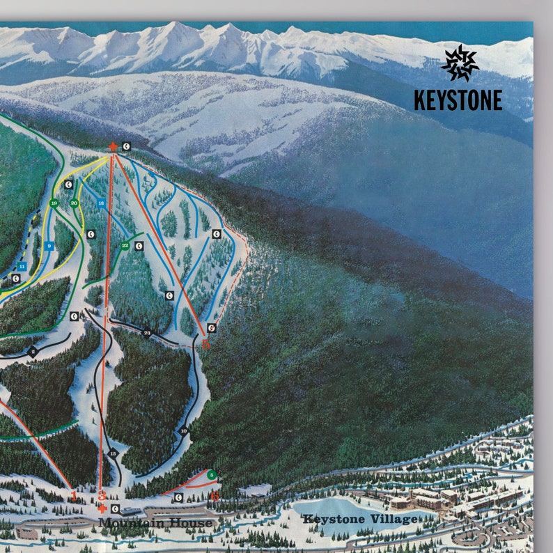 Keystone Resort Licensed Trail Map - Large Canvas 32" X 44" - Vintage ...
