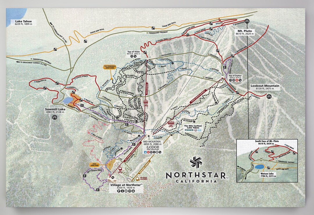 Northstar California Summer Resort Licensed Trail Map - Large Canvas 32 ...