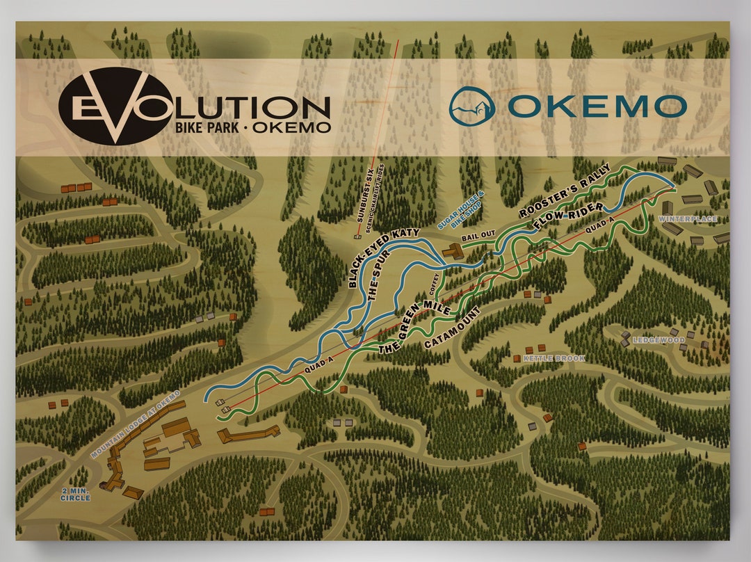 Okemo Summer Resort Licensed Wood Map - Medium 22" X 35" - Etsy