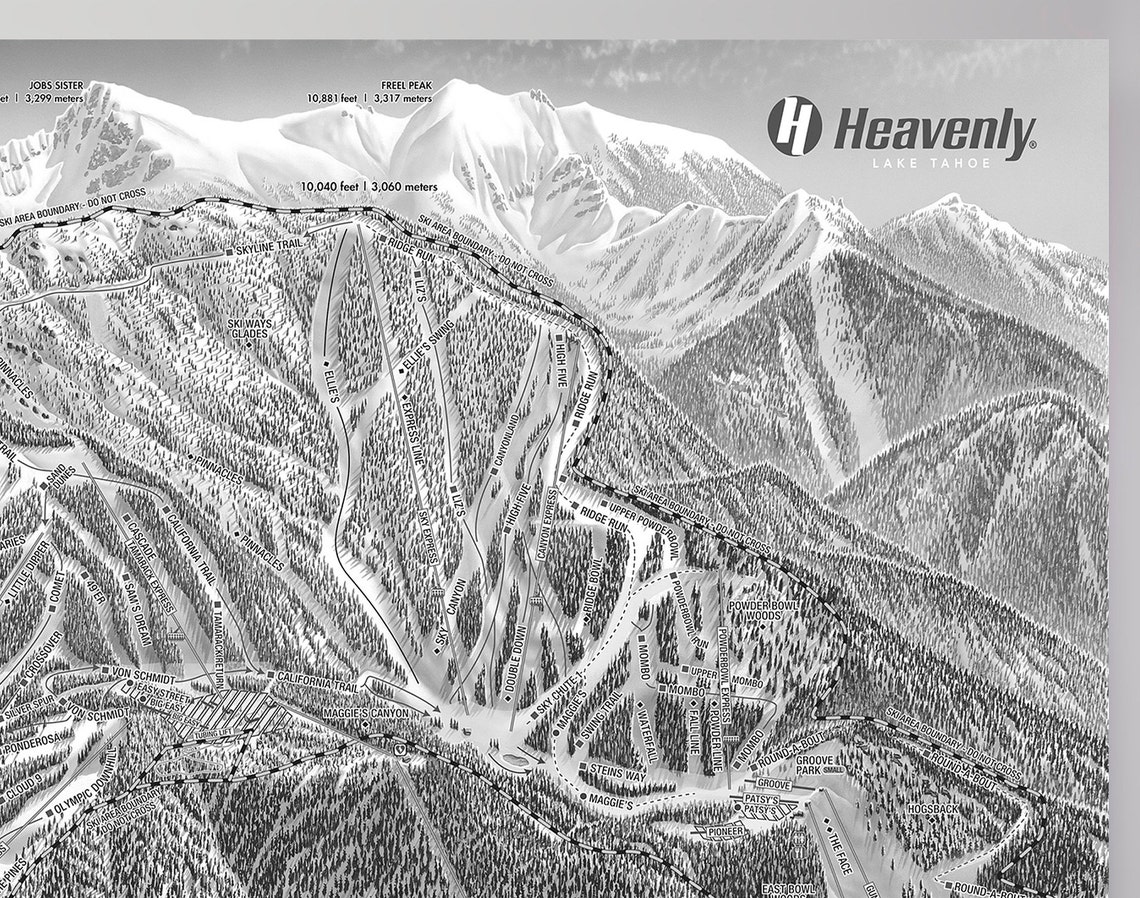 Heavenly Resort Licensed Trail Map Large Canvas 32 X - Etsy