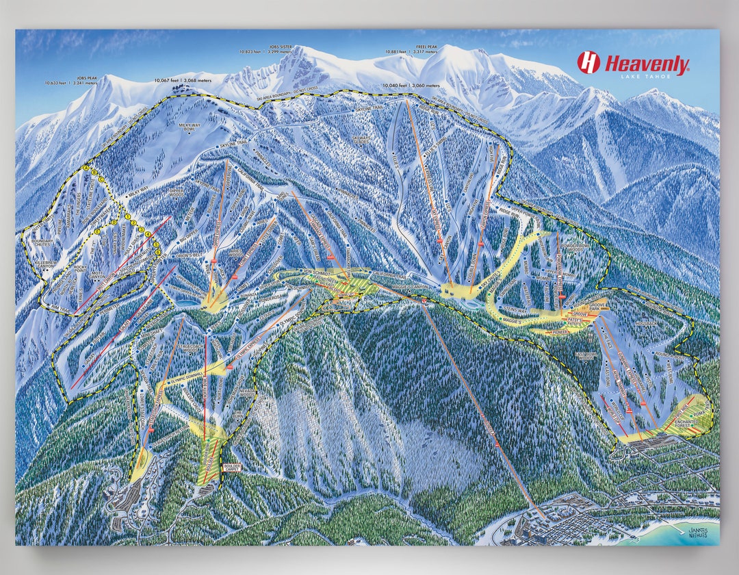 Heavenly Resort Licensed Trail Map Small Canvas 16 X 20 - Etsy