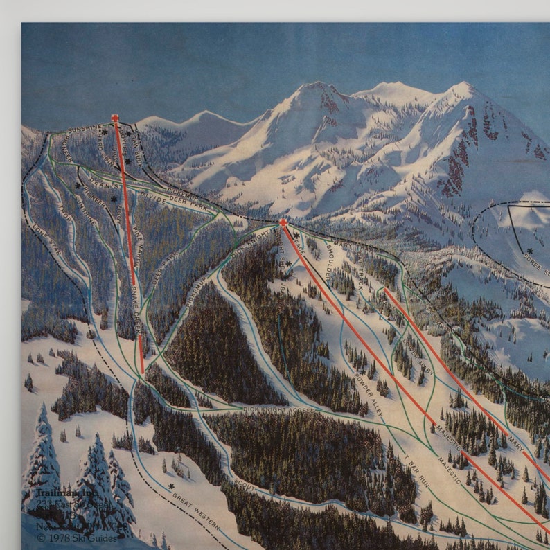 Brighton Resort Licensed Trail Map - Large Maple Wood Print 32" X 48 ...