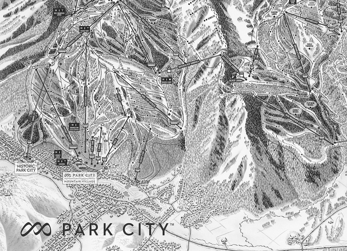 Park City Resort Licensed Trail Map Small Maple Wood Print - Etsy