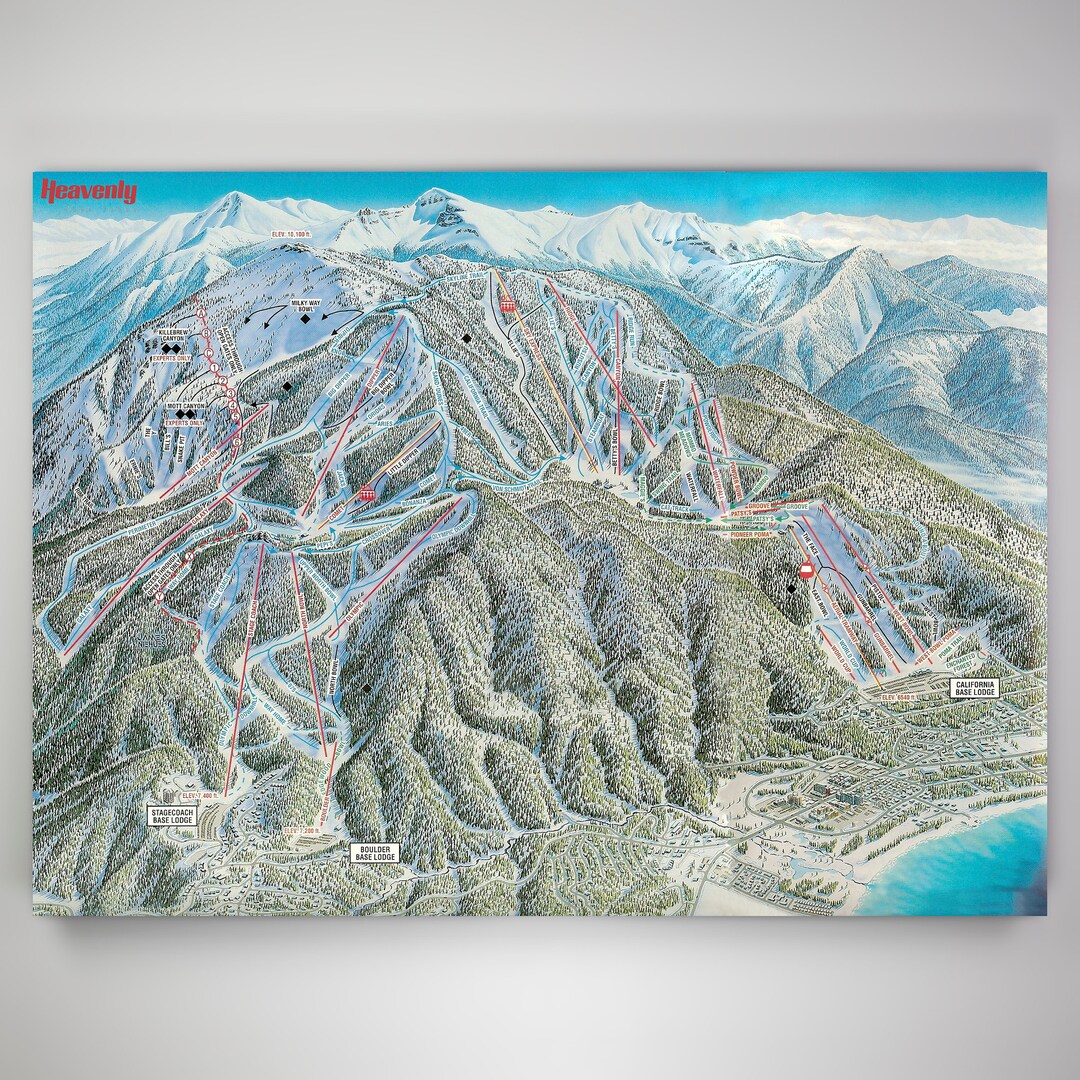 Heavenly Resort Licensed Trail Map - Large Canvas 32 Heavenly Resort Licensed Trail Map - Large Canvas 32