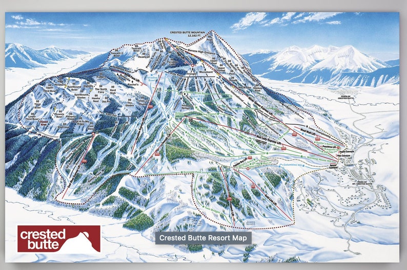 Crested Butte Resort Licensed Trail Map Large Canvas | Etsy