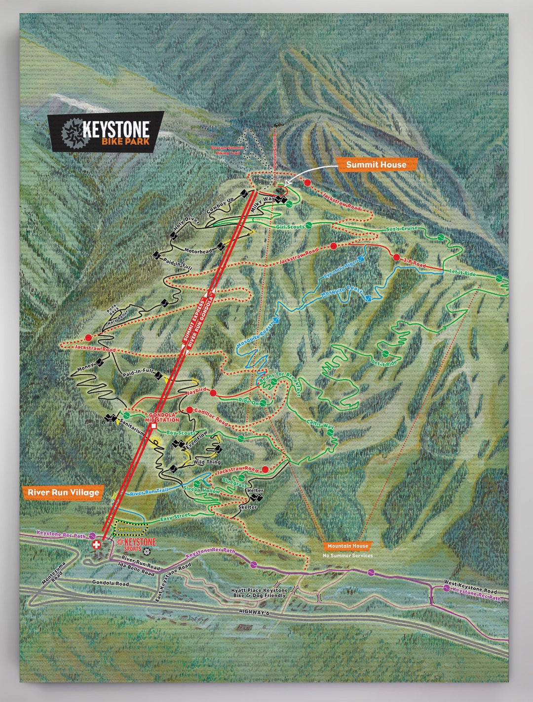 Keystone Summer Resort Licensed Trail Map - Medium Canvas 22" X 30" - Etsy