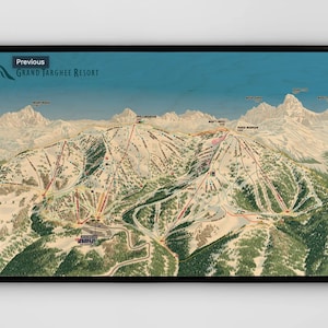 Grand Targhee Resort Licensed Trail Map - Large Maple Wood Print 32" X ...