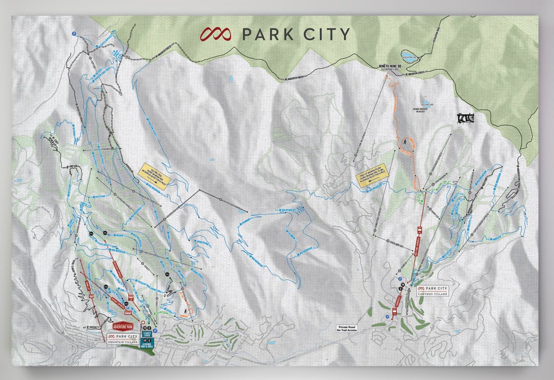 Park City Mountain Summer Resort Licensed Trail Map - Large Canvas 30 ...